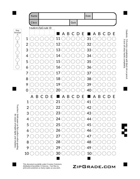 Blank Answer Sheet Template 1 100 Thevanitydiaries