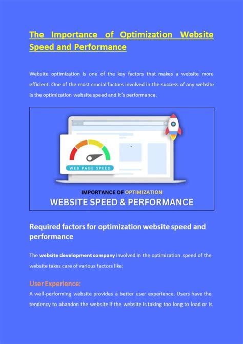 The Importance Of Optimization Website Speed And Performance
