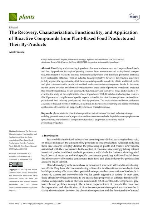 Pdf The Recovery Characterization Functionality And Application Of Bioactive Compounds From