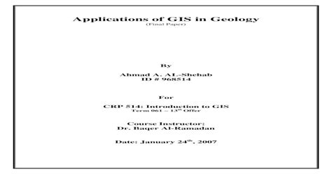 Pdf Applications Of Gis In Geology Kfupm Different Applications