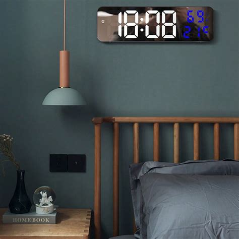 Led Digital Wall Clock Large Screen Wall Mounted Time Temperature Humidity Display Electronic
