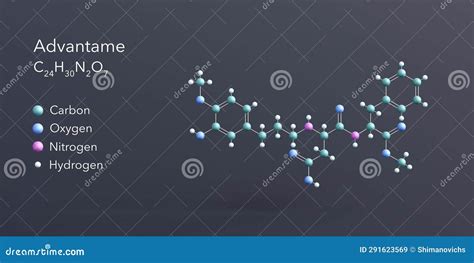 Advantame Molecule 3d Rendering Flat Molecular Structure With Chemical