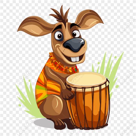 다채롭다 만화 당나귀 캐릭터 젬베 북을 치다 벡터멤브레인폰봉고 Png 일러스트 무료 다운로드 Lovepik