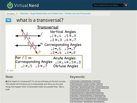 Virtual Nerd What Is A Transversal Instructional Video For 9th 10th Grade Lesson Planet