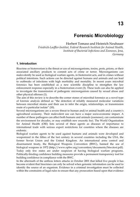 Pdf Forensic Microbiology