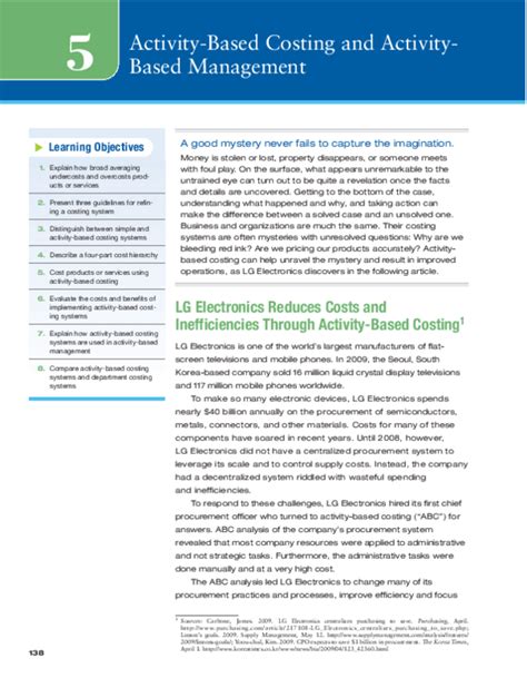 Pdf Chapter 5 Activity Based Costing And Activity Based Management