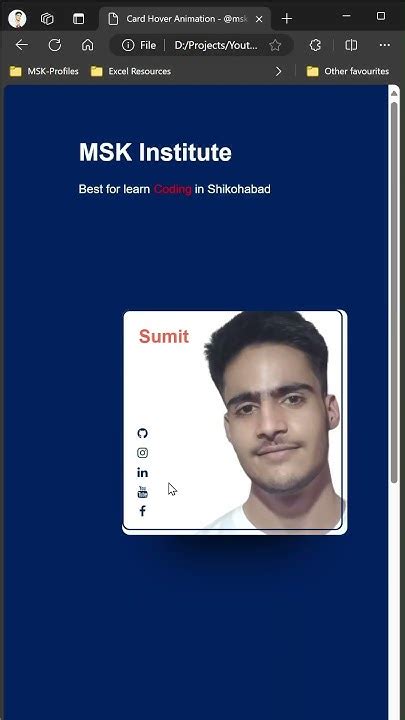 Card Hover Animations Html Css Mskwebproject 05 Mskinstitute Youtube