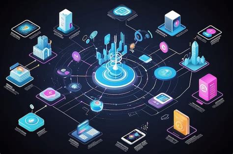 Technology Integrated 3d Web Icons Digital Network Isometric Progress Concept Graphic Design