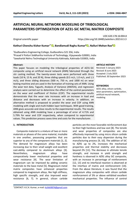 (PDF) Artificial Neural Network Modeling of Tribological Parameters Optimization of AZ31-SiC ...