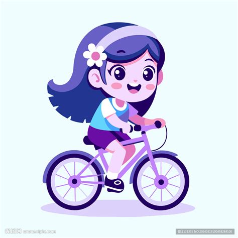 矢量卡通骑自行车的小女孩设计图 儿童幼儿 人物图库 设计图库 昵图网