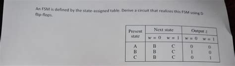 solved an fsm is defined by the state assigned table derive