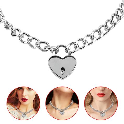 K Ked Submissive Collar Couples T Heart Chain Necklace Lock And Key