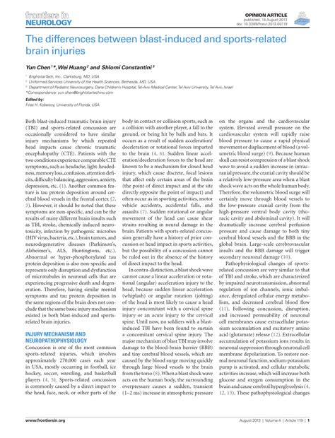 Pdf The Differences Between Blast Induced And Sports Related Brain Injuries