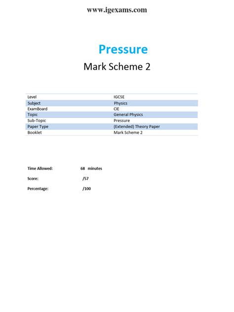 18 2 Pressure Cie Igcse Physics Ext Theory Ms Pdf Pressure Applied And Interdisciplinary
