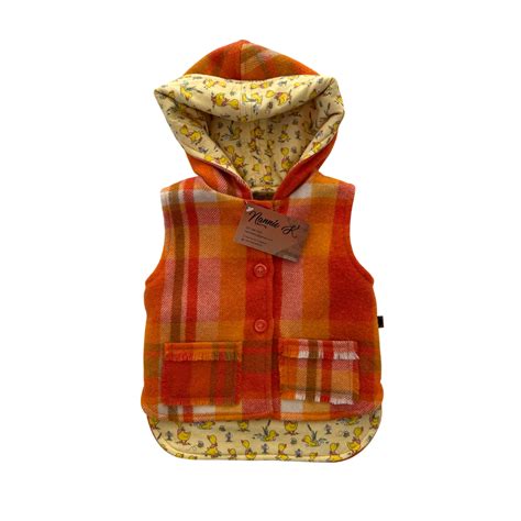 Woollen Vest Orange With Cute Ducks Nannie K Creations