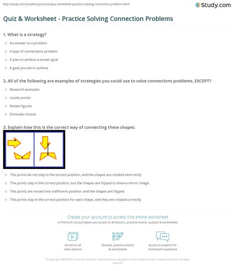 Quiz And Worksheet Practice Solving Connection Problems