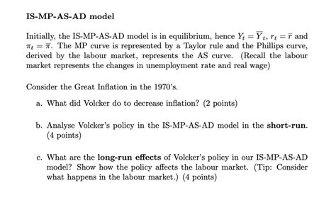 is mp as ad model initially the is mp as ad model is in equilibrium