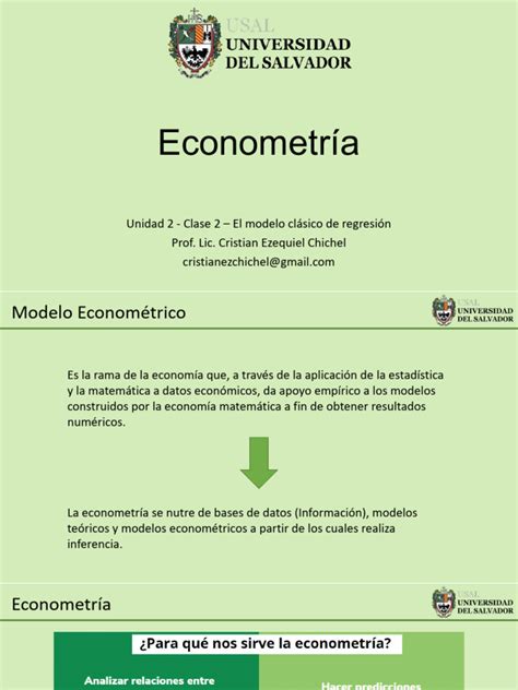 Clase 2 Econometría Usal Ok Pdf Econometría Análisis De Regresión