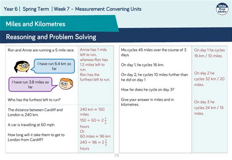 Miles And Kilometres Reasoning And Problem Solving Maths Year 6