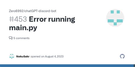 Error Running Mainpy · Issue 453 · Zero6992chatgpt Discord Bot · Github