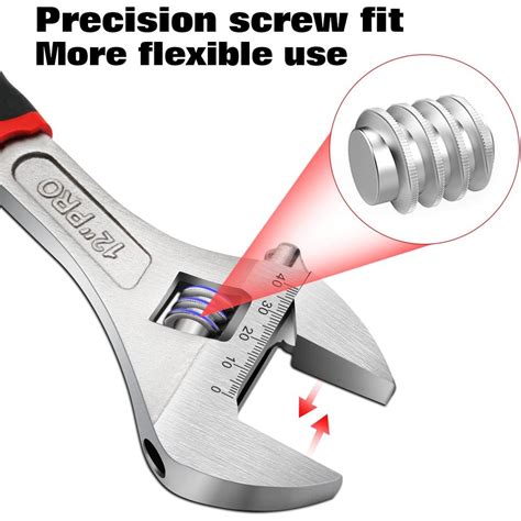 Wiseup Adjustable Wrench 8 Inch Wide Jaw Professional Cr V Forged With