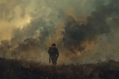 Premium Photo Soldiers On The Battlefield In World War Epic Moment