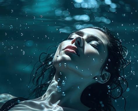 Premium Ai Image A Womans Body Floating In Water With Her Eyes Closed