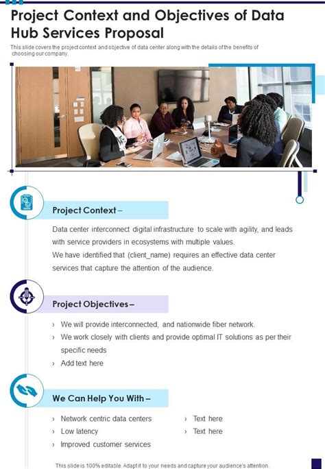 Project Context And Objectives Of Data Hub Services Proposal One Pager