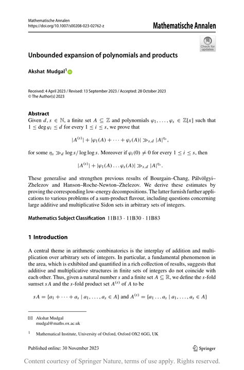 Pdf Unbounded Expansion Of Polynomials And Products