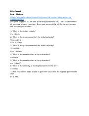 Lab 2 Physics Docx Lily Covert Lab Motion Https Phet Colorado Edu Sims Html Projectile