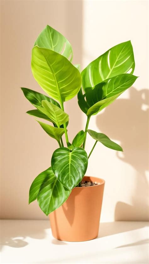 Эстетичный фон с растением монстерой на светлом фоне · Обои на телефон по ссылке в 2025 г