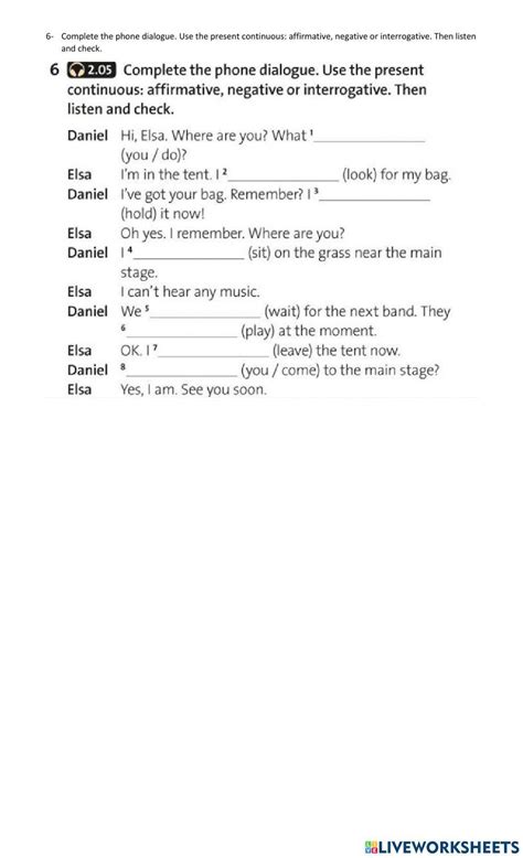 Present Countinuous Unit 3 Worksheet Live Worksheets