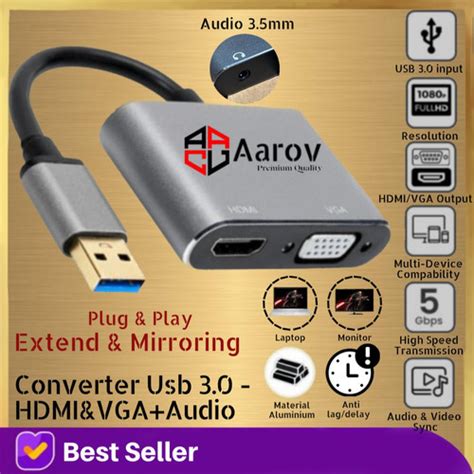 Jual Kabel Converter Usb 30 To Vga Hdmi Full Hd 1080p 2in1 Mirroring