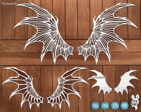 Scary Dragon Wings Svg Design For Cricut And Silhouette Bat Wings Svg
