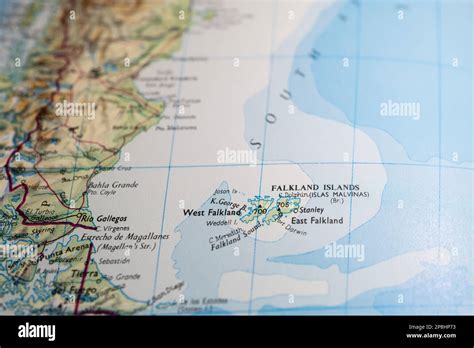 Shallow Focus Of The Falkland Islands Seen On A Generic Paper Map