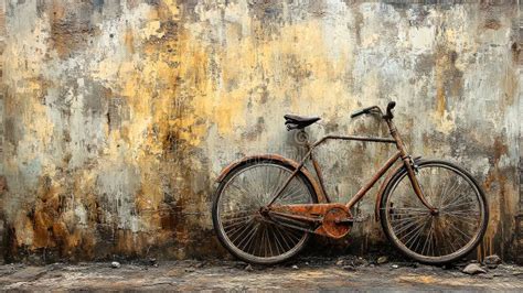 Rusty Bicycle Is Leaning Against A Wall Stock Image Image Of Vintage