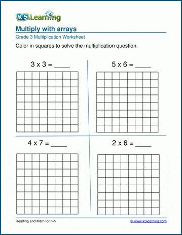 Multiply With Arrays Worksheets K Learning Third Grade Math Worksheets Library