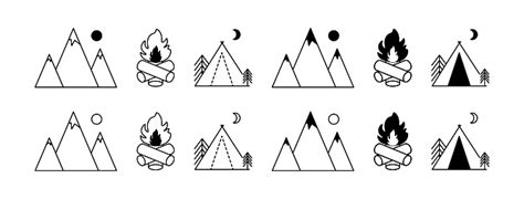 캠핑 아이콘 세트입니다 캠프 텐트 자연 숲 캠프파이어 하이킹 등 벡터 솔리드 아이콘 모음입니다 새로운 벡터 컬렉션 0명에 대한 스톡 벡터 아트 및 기타 이미지 Istock