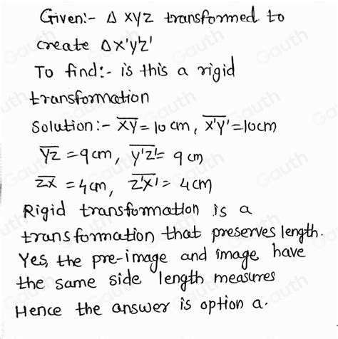 solved 57 0 triangle xyz is transformed to create triangle x y z