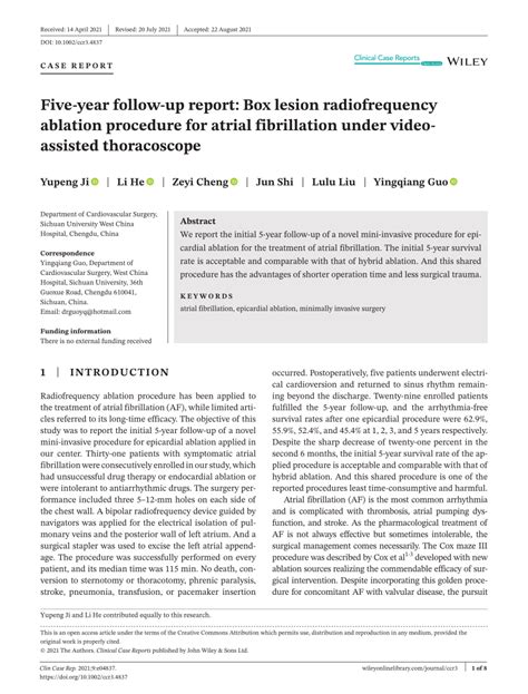 Pdf Five‐year Follow‐up Report Box Lesion Radiofrequency Ablation Procedure For Atrial