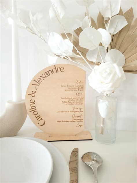Menu Bois Mariage Décoration Table Cw Evenements