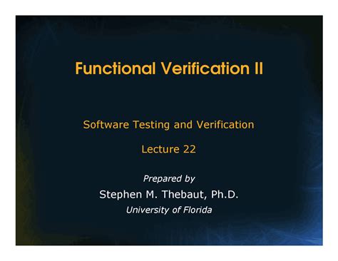 Software Testing And Verification Lecture Slides Cen 6070 Docsity