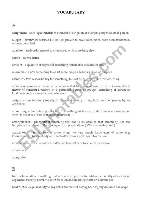 Vocabulary About Contracts Esl Worksheet By Flhorta