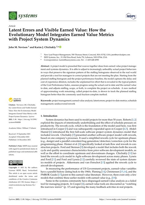 Pdf Latent Errors And Visible Earned Value How The Evolutionary