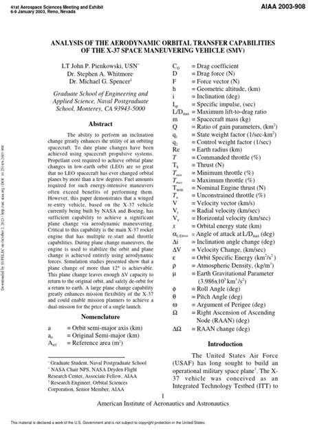 Pienkowski Et Al 2012 Analysis Of The Aerodynamic Orbital Transfer