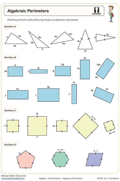 Algebraic Perimeters In 2024 Perimeter Worksheets Math Worksheet