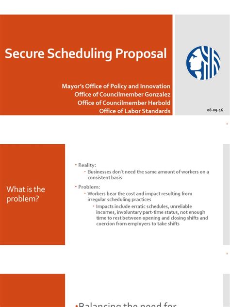 Secure Scheduling Presentation Pdf Employment Government