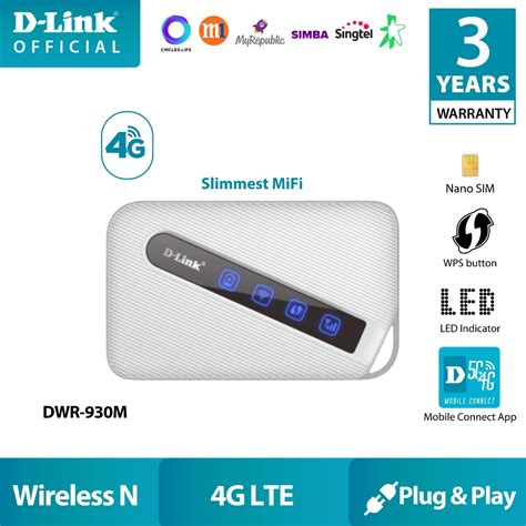 D Link DWR 930M 150 Mbps 4G LTE Thin Mobile Travel WiFi Router MiFi Hotspot With Nano Sim Slot