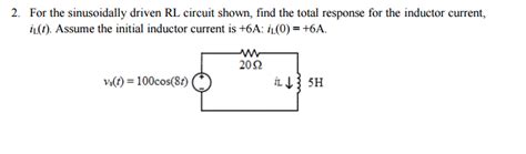 solved for the sinusoid ally driven rl circuit shown find