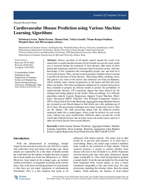 Pdf Cardiovascular Disease Prediction Using Various Machine Learning